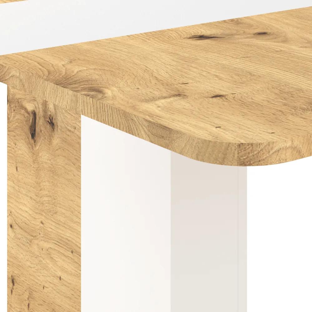 Kondela Jídelní rozkládací stůl, dub artisan/bílá, 110-145x68,6 cm, NETOX