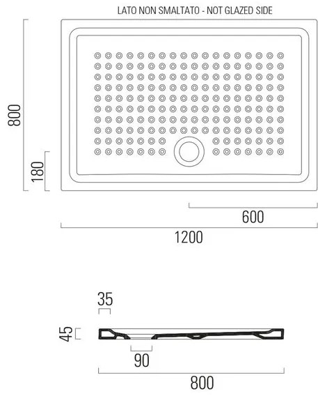 GSI Extra Flat Obdélníková keramická sprchová vanička 120 x 80 cm, bílá 439811