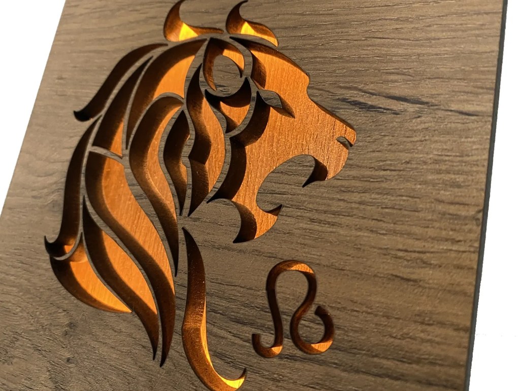 Li-Go Znamení "Lev" lampa 19x19cm provedení povrchu: dub světlý