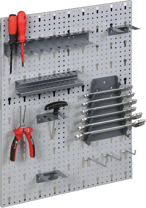 Závěsný panel na nářadí G1 včetně 22 ks háčků a držáků, 595 x 395 x 25 mm