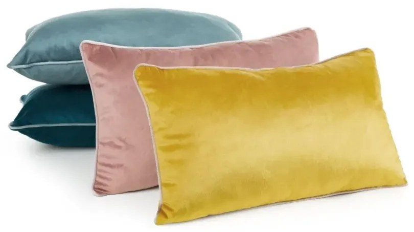 Sametový dekorační polštář s kontrastním lemováním Tmavě šedá