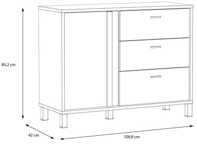 Komoda se zásuvkami OREN hnědá/černá