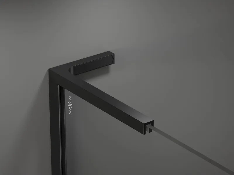 Mexen Velar L, sprchový kout s posuvnými dveřmi 120 x 110 cm, 8mm sklo námraza, černá matná, 871-120-110-33-70