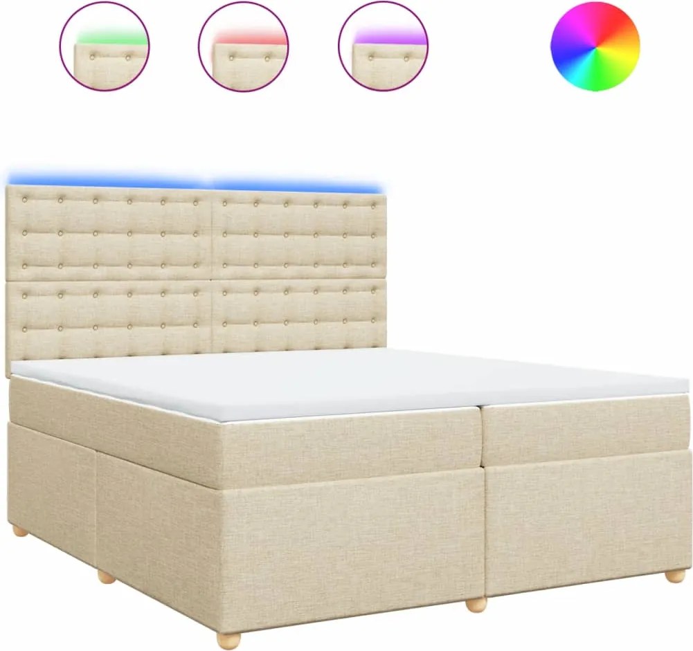 Box spring postel s matrací krémová 200x200 cm textil 3293706