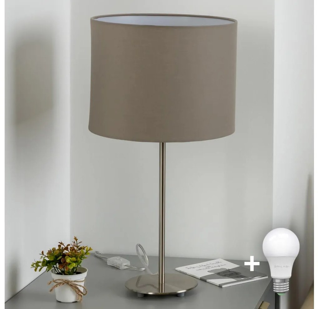 Eglo - LED  Stolní lampa TUNJA 1xE27/60W/230V 38,5 cm matný chrom/taupe