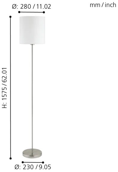 Eglo 95164 - Stojací lampa PASTERI 1xE27/60W/230V
