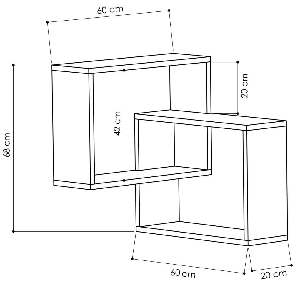 RAKATAN, rohová nástěnná police, dub