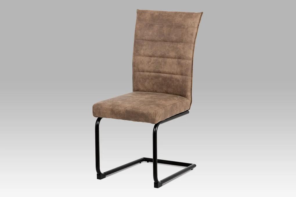 Artium Jídelní židle koženka hnědá / černý lak - DCH-170 BR