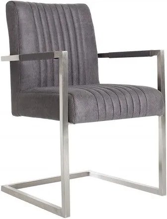 Deflee židle BIG ASTON GREY VINTAGE ZDL39085mikrovlákno,  kovová základna  55 cm x 90 cm x 60 cm