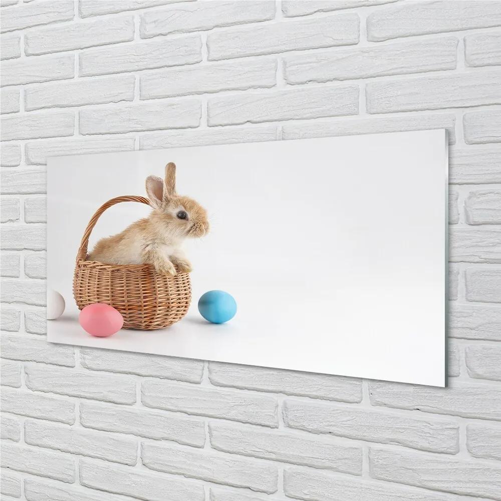 Obraz na skle králíci vejce 125x50 cm