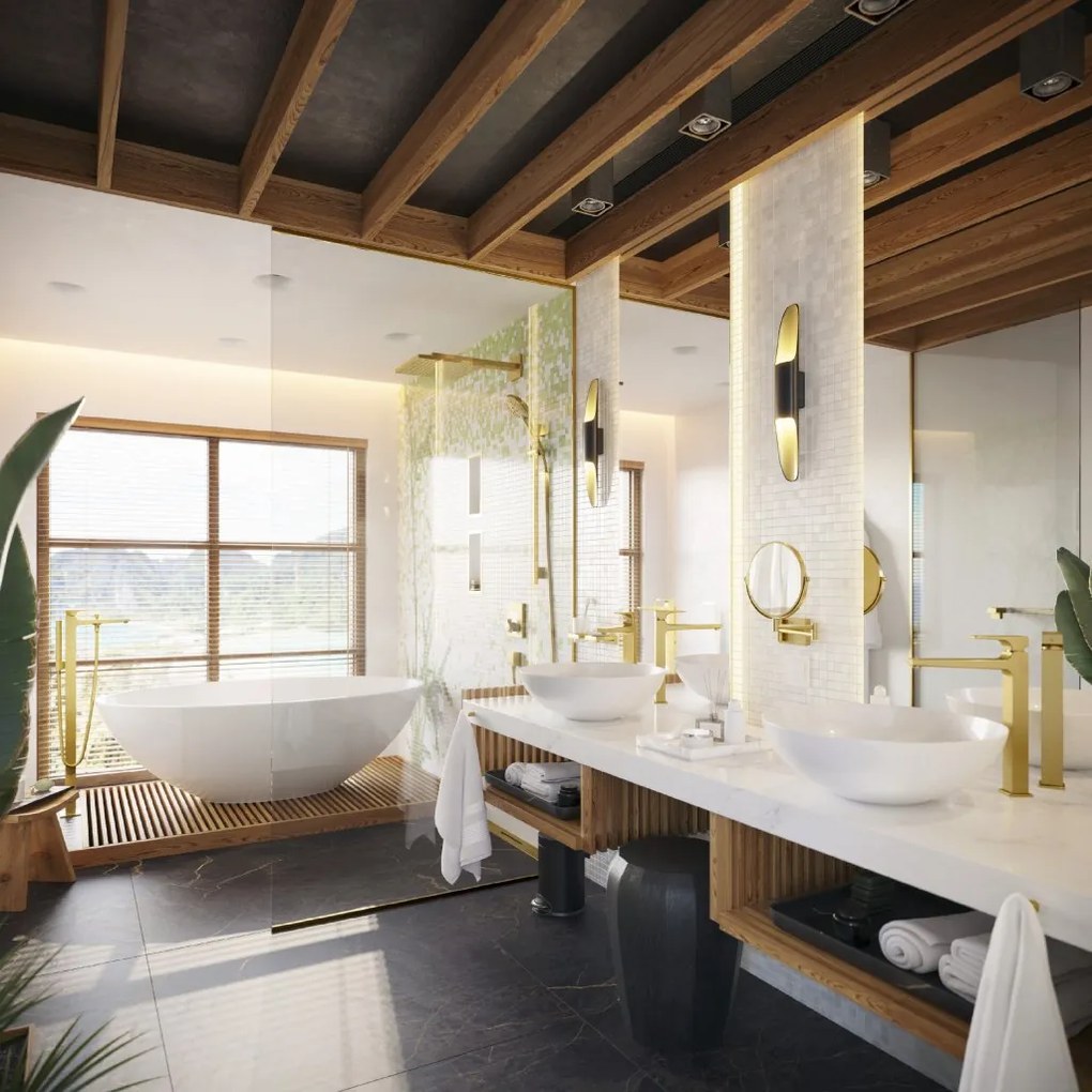 Hansgrohe AddStoris, kosmetické zrcadlo Ø 188 mm, leštěný vzhled zlata, HAN-41791990