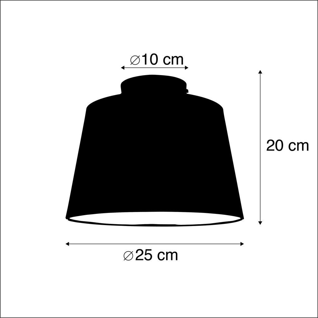 Stropní svítidlo s bavlněným stínítkem černé se zlatem 25 cm - Combi Black