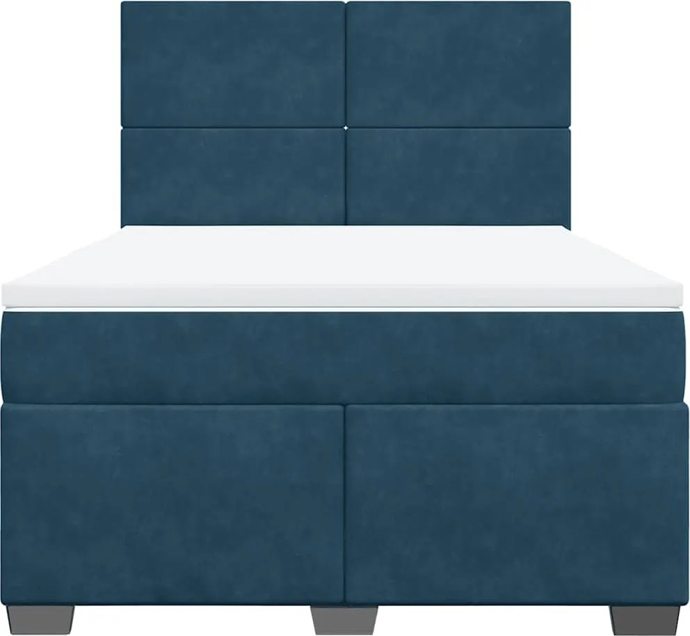 Box spring postel s matrací modrá 140 x 200 cm samet 3293228