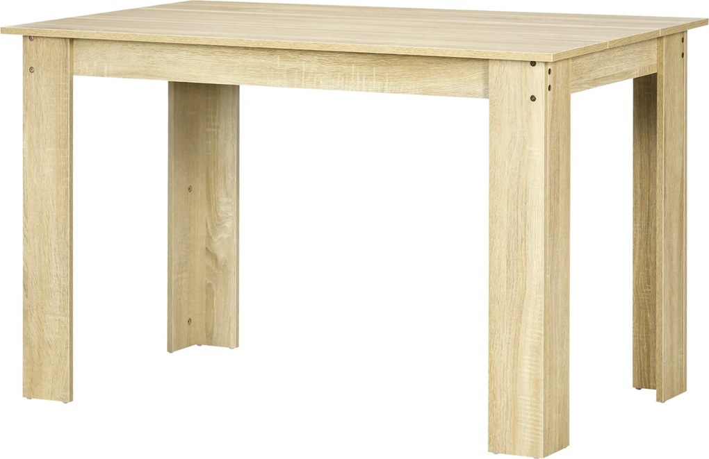 HOMCOM jídelní stůl pro 4-6 osob, obdélníkový, moderní styl, nosnost 50 kg, 120 cm D x 69 cm Š x 75 cm V, dub