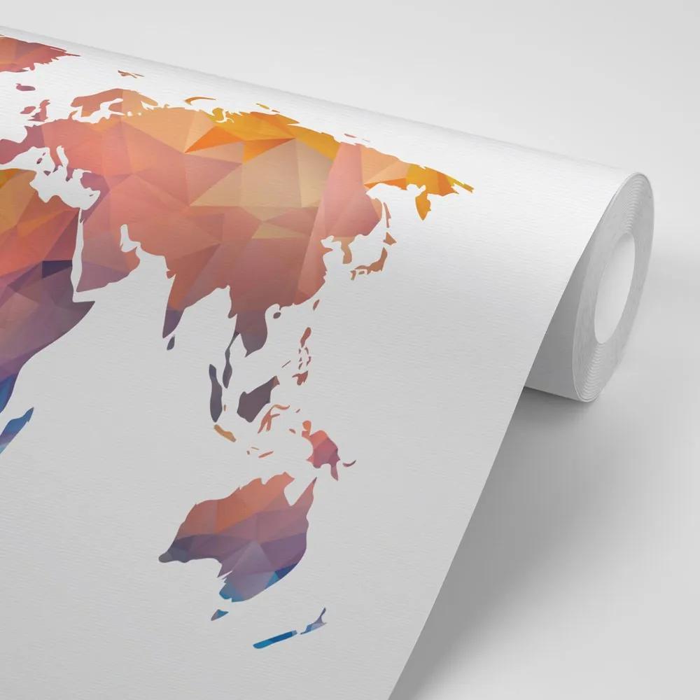 Samolepící tapeta mapa světa v odstínech oranžové