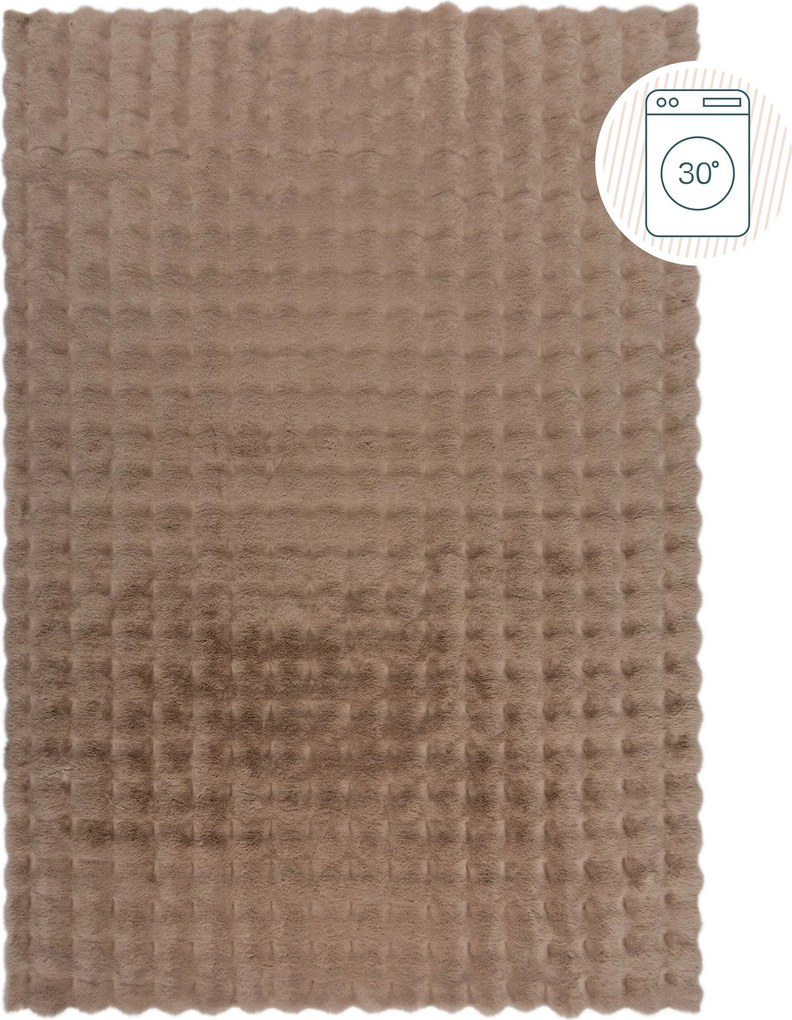 Flair Rugs, Kusový koberec Waffle Faux Fur Taupe, 180x290, hnědá, ložnice