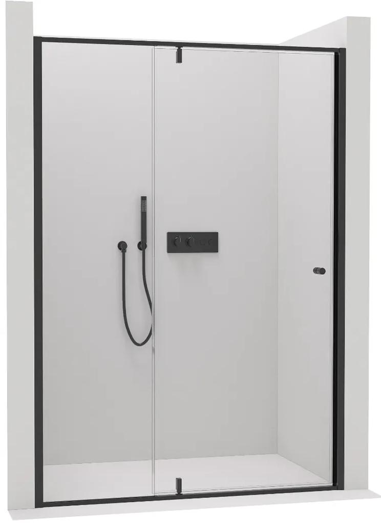 Cerano Santini, křídlové sprchové dveře 120x195 cm, 6mm čiré sklo, černý profil, CER-CER-428773