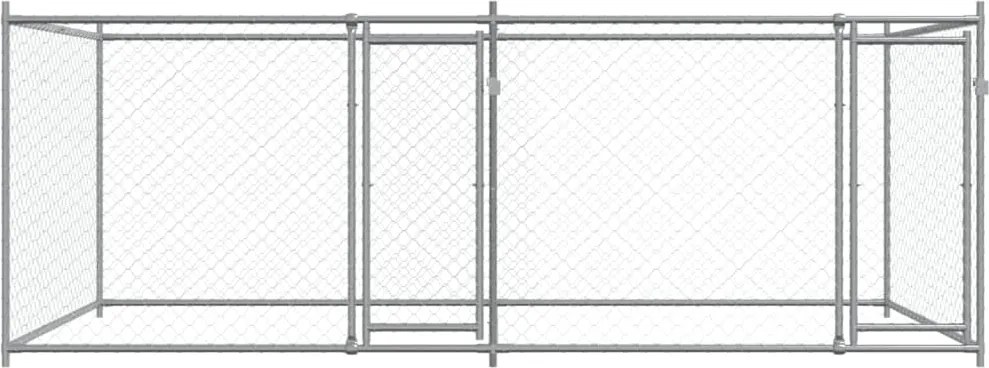 Klec pro psy s dvířky šedá 4 x 2 x 1,5 m pozinkovaná ocel 3209573