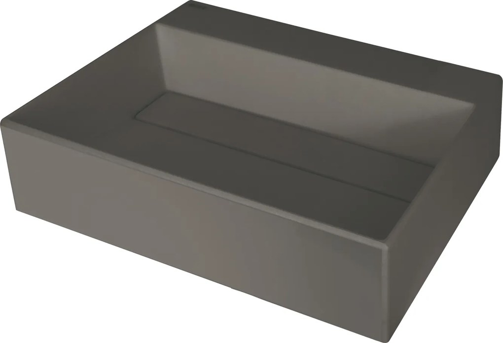 Deante Correo, granitové umyvadlo na desku s poličkou pod baterii a krycí deskou 500x400x130 mm, antracitová, CQR_TU5M