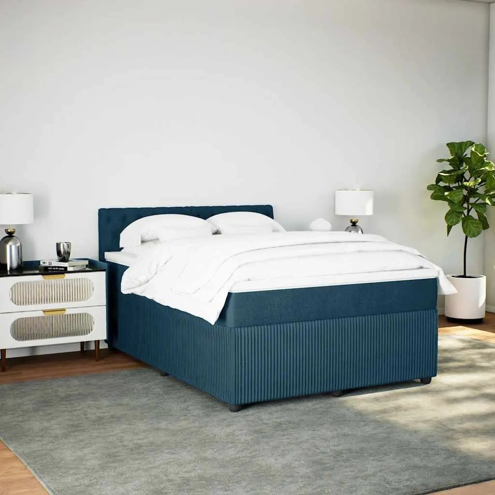 Box spring postel s matrací modrá 160 x 200 cm samet 3287792