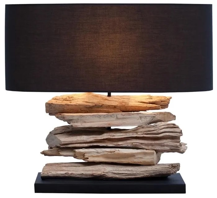 INV Stolní lampa Riviera - naplavené dřevo, přírodní, černá