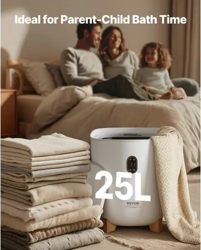 25 L vědro ohřívače ručníků s LED obrazovkou Spodní vyhřívací sloupky Timer Bílá