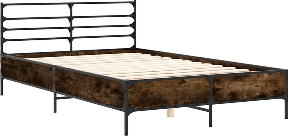 Rám postele kouřový dub 140 x 200 cm kompozitní dřevo a kov 3280044