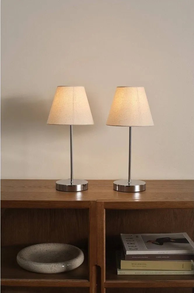 Béžová/v leskle stříbrné barvě látková stolní lampa (výška 39 cm) Lasse – Jotex