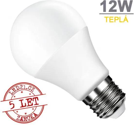 LED21 LED žárovka E27 12W 18xSMD2835 1080lm CCD TEPLÁ