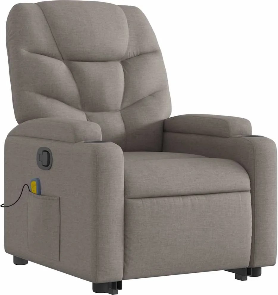 Zvedací masážní polohovací křeslo taupe textil 3204616