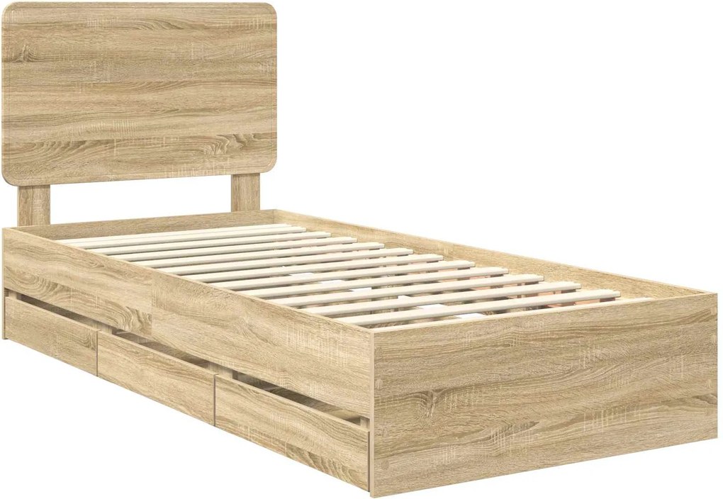 Rám postele s čelo Sonoma dub 100 x 200 cm Inženýrské dřevo 3412625
