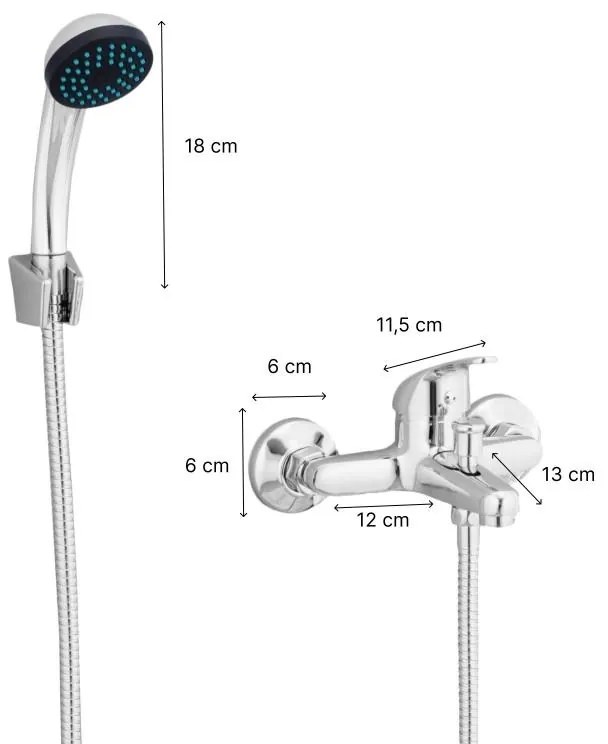 Erga Lati, vanová baterie s ruční sprchovou soupravou, chromová, ERG-YKA-BW.LATI-CHR