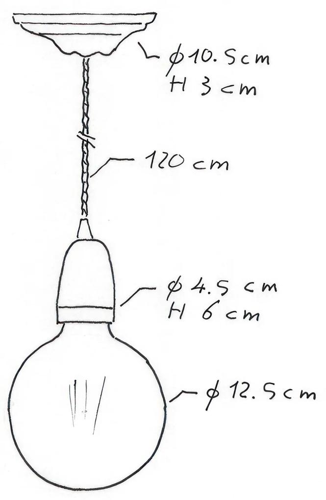 creative cables Závěsná lampa s se spirálovým textilním kabelem a porcelánovými detaily Barva: Bílá