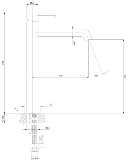 OMNIRES Y1212GLB - Umyvadlová baterie Y 30,8 cm broušená zlatá