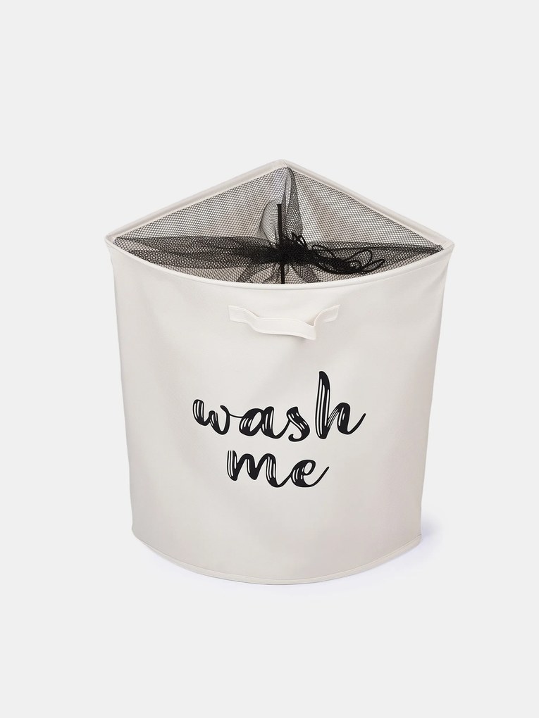 Sinsay - Koš na prádlo s nápisem WASH TIME - bílá
