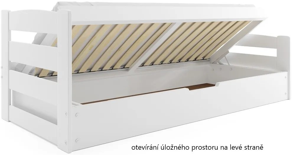 Dětská postel ERNIE s úložným prostorem 200x90 cm - přírodní borovice