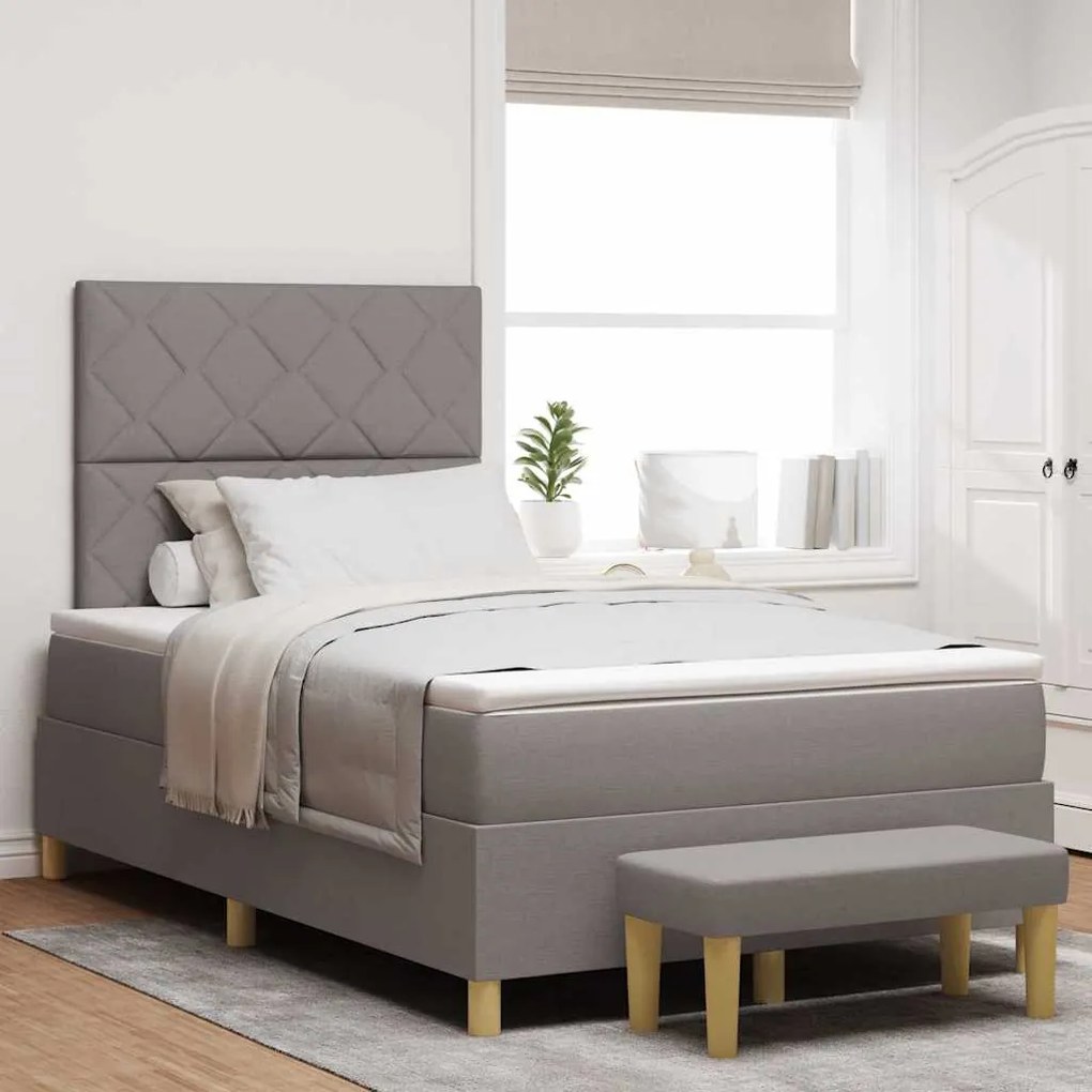Postel s boxspringem s čelo Taupe 190 x 120 cm textil 3344363