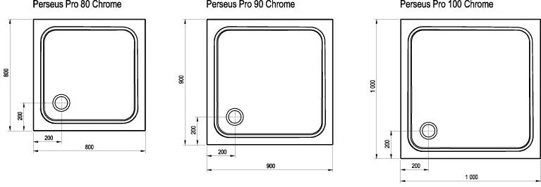 Ravak Sprchová vanička čtvercová 90×90 cm - bílá,     PERSEUS PRO 90 CHROME   XA047701010 PERSEUS PRO 90 CHROME
