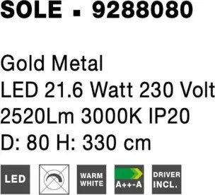 Závěsné LED svítidlo NOVA LUCE SOLE 18W 3000K 9288080