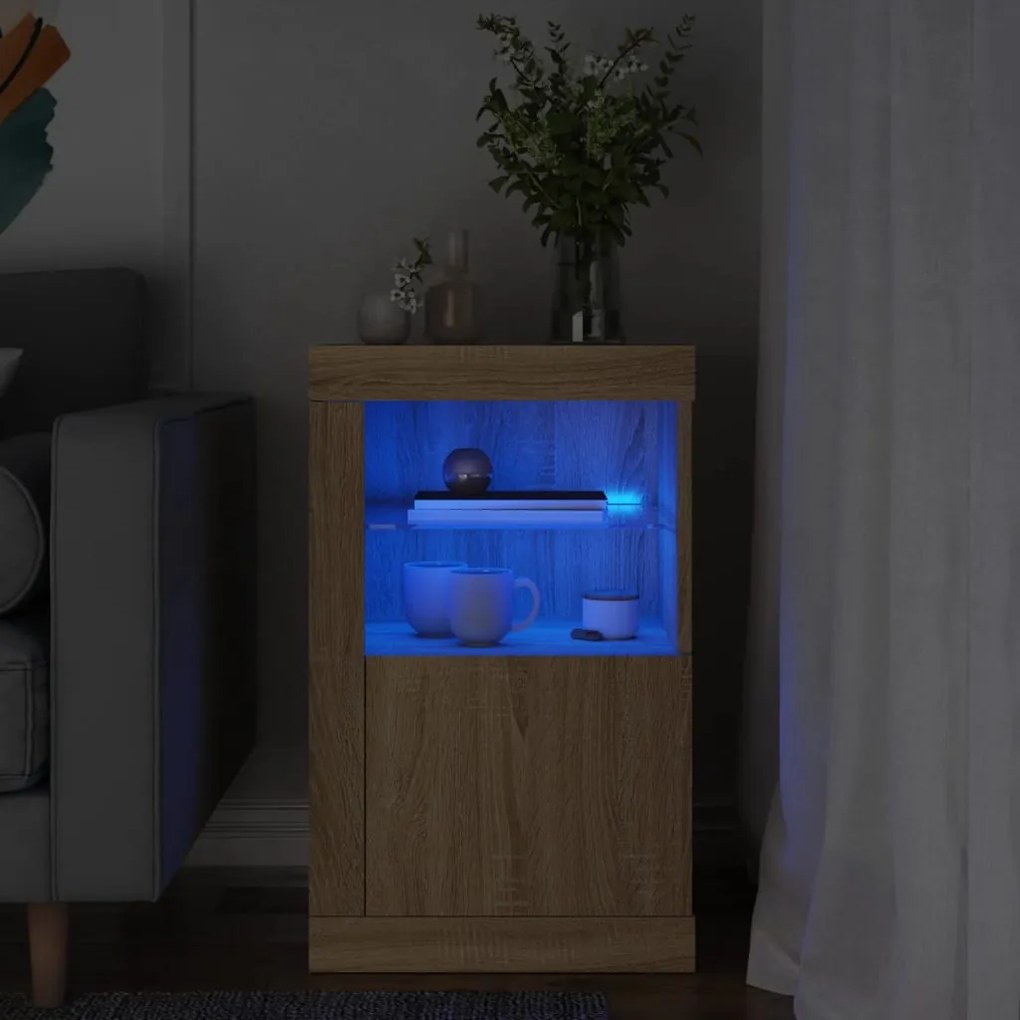 Odkládací Skříňka S Led Osvětlením Kompozitní Dřevo