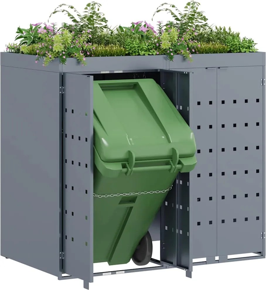 Úložný box na 2 popelnice Světle šedá 136 x 77,5 x 121,5 cm 3394748