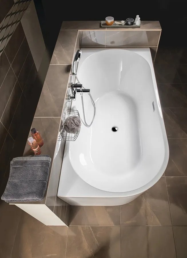 Aqualine Aqualine, TIBERA R rohová stojící vana 170x80cm, bílá, E1015