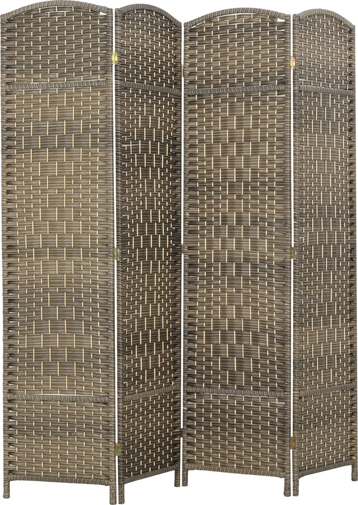 Paraván HOMCOM 4 panely 180 × 180 cm – tmavý dub | Aosom