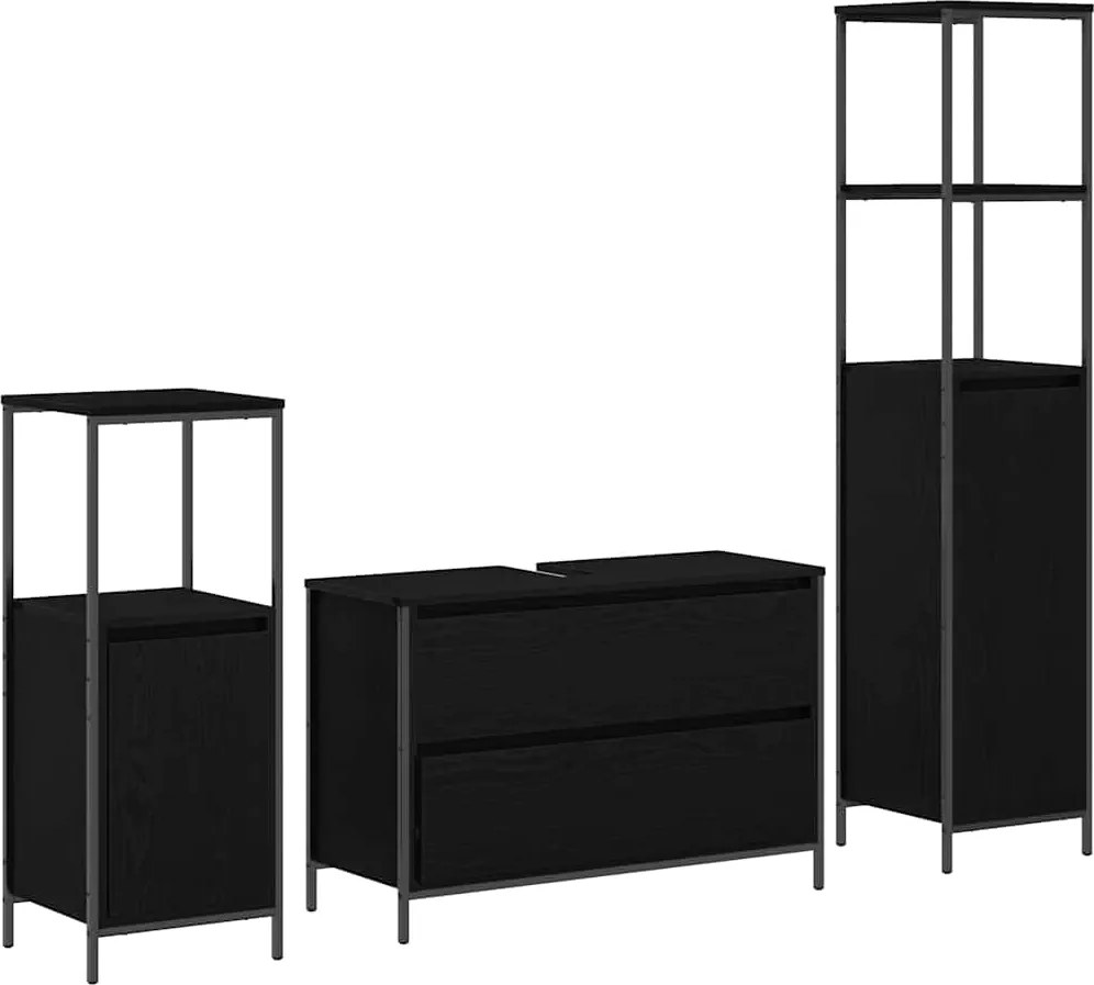 Sada koupelnového nábytku 3 ks Černý dub 90 x 34,5 x 60 cm 3328359