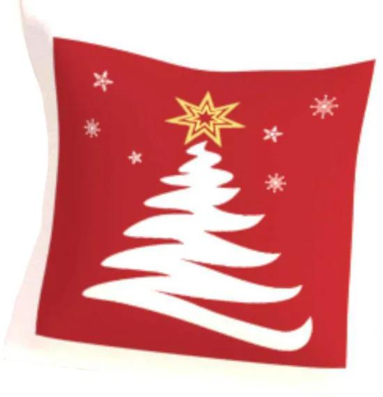 Dekorační polštářek s výplní Vánoční strom červená 40x40 cm