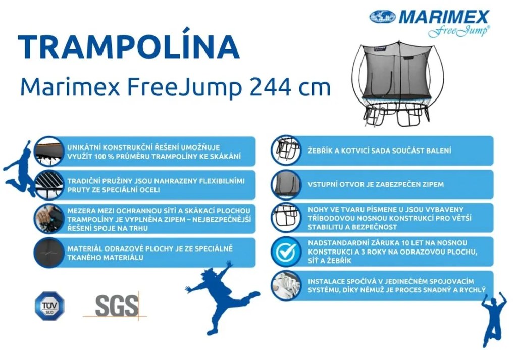 Trampolína bezpružinová Marimex Free Jump 244 cm