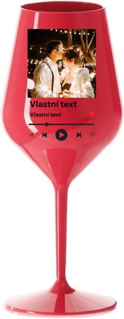 Personalizovaná nerozbitná sklenice s motivem přehrávače