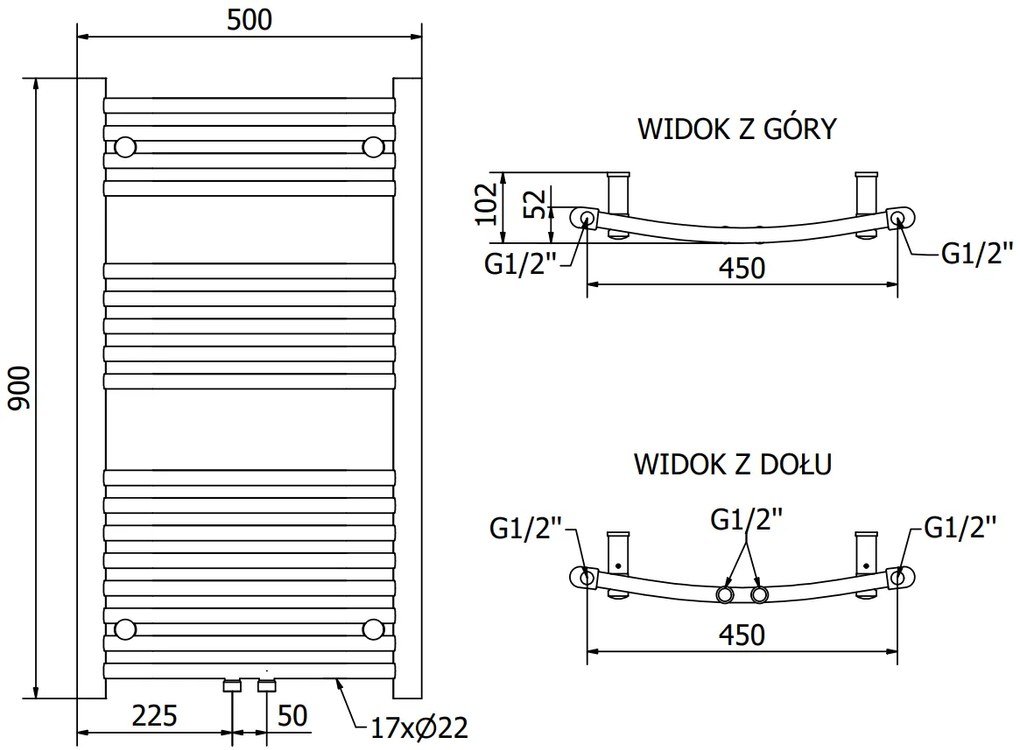 Mexen Ares, elektrické topné těleso 900x500 mm + topná tyč 600 W, bílá, W102-0900-500-2600-20