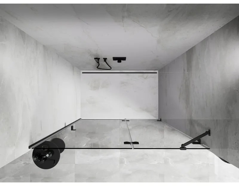 Mexen, Mexen Lunar pravé otočné sprchové dveře 130 cm, transparentní, pistolový kov - 834-130-000-95-00-P