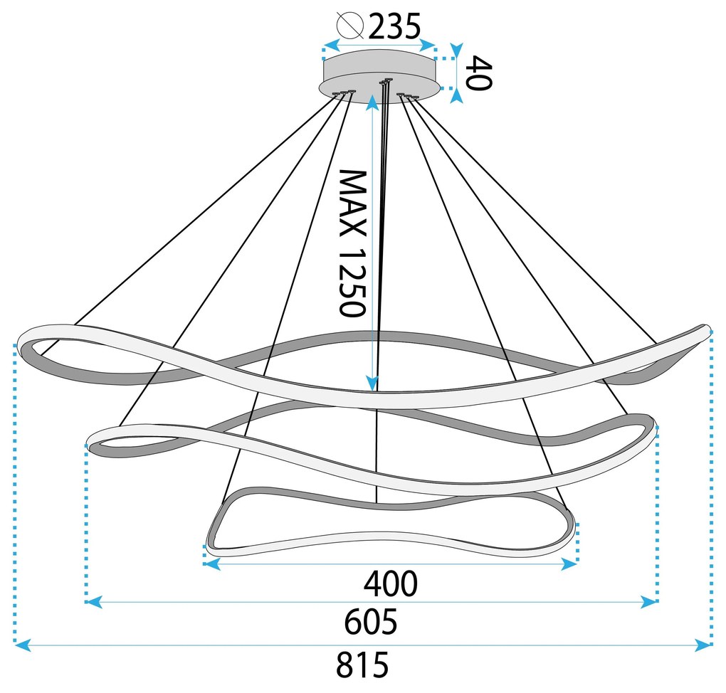 Toolight Toolight, stropní svítidlo 80cm, 24W, 3000K, LHJ018-CP3, zlatá, OSW-50008